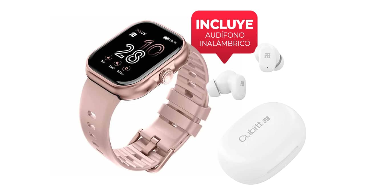 SMARTWATCH - RELOJ INTELIGENTE CUBITT VIVA PRO ROSADO+ AUDIFONO ...